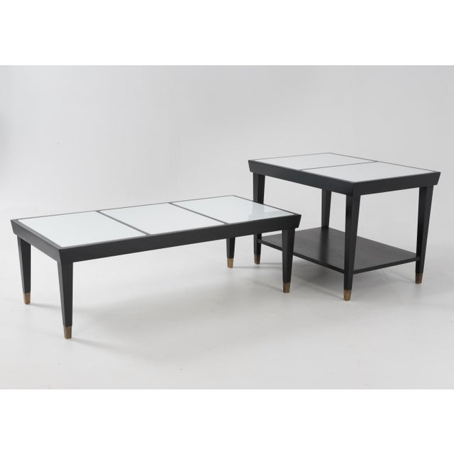 Mid Century Modern White Vitrolite Glass Panel Top Side and Coffee ...