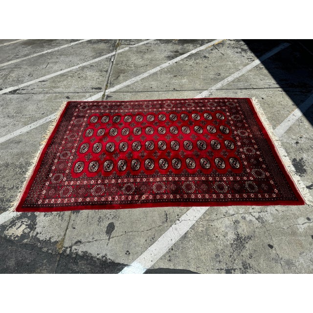 6ft4in X 9ft4 in Vintage Pakistani Bokhara Handknotted Area Rug | Chairish