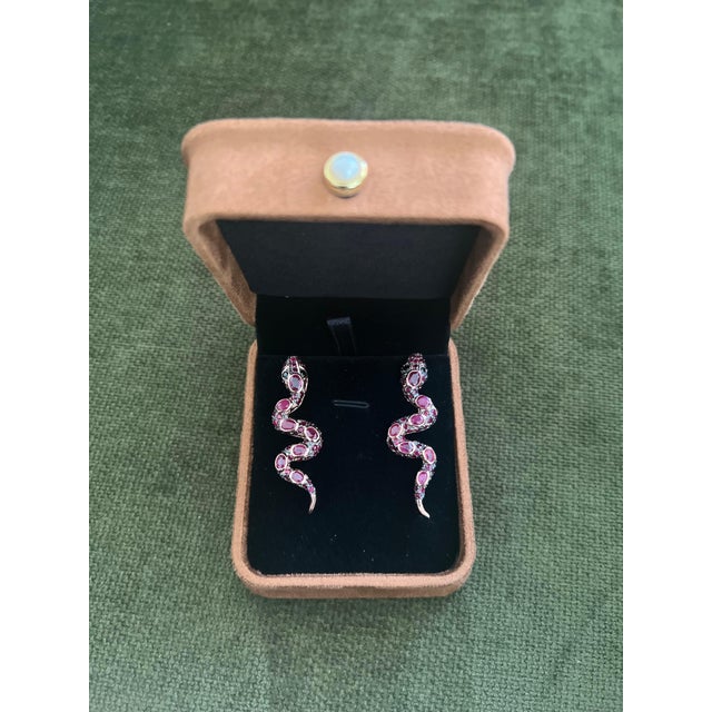 Bochic “Orient” Vintage Ruby & Sapphire Serpent Earrings Set 18K Gold ...