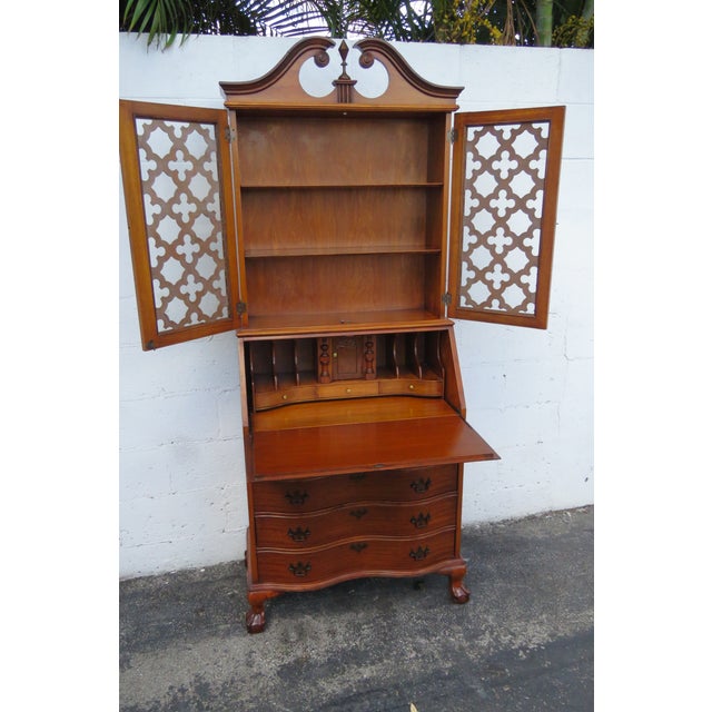 Mahogany Ball and Claw Feet Tall Secretary Desk | Chairish