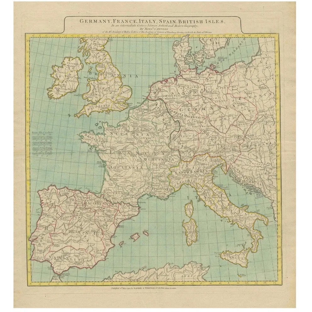 Map of Europe Highlighting Ancient and Modern Geographical Divisions ...