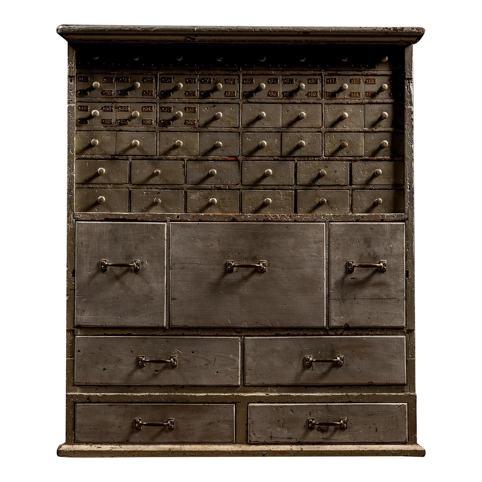 Metallic Industrial Hardware Cabinet | Chairish