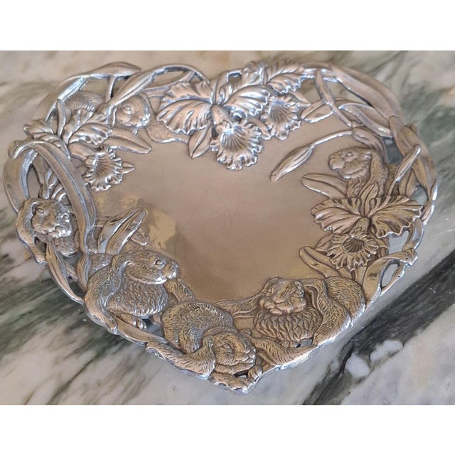1990's Arthur Court Heart Shaped Rabbit Motif Dish | Chairish