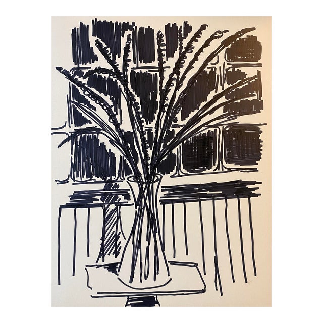 1960s Alexandra Merker Floral Still Life in Black and White | Chairish