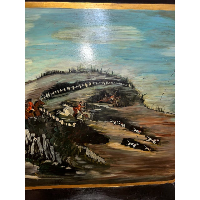 Vintage Nashco XL Hand Painted Fox Hunting Scene Decorative Tray, 1940s ...