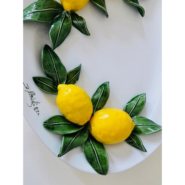 1990s Boho Chic Italian Majolica Lemon Plate Charger | Chairish