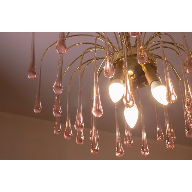 Lady Wendy Pink Drops Murano Chandelier, 1970s | Chairish