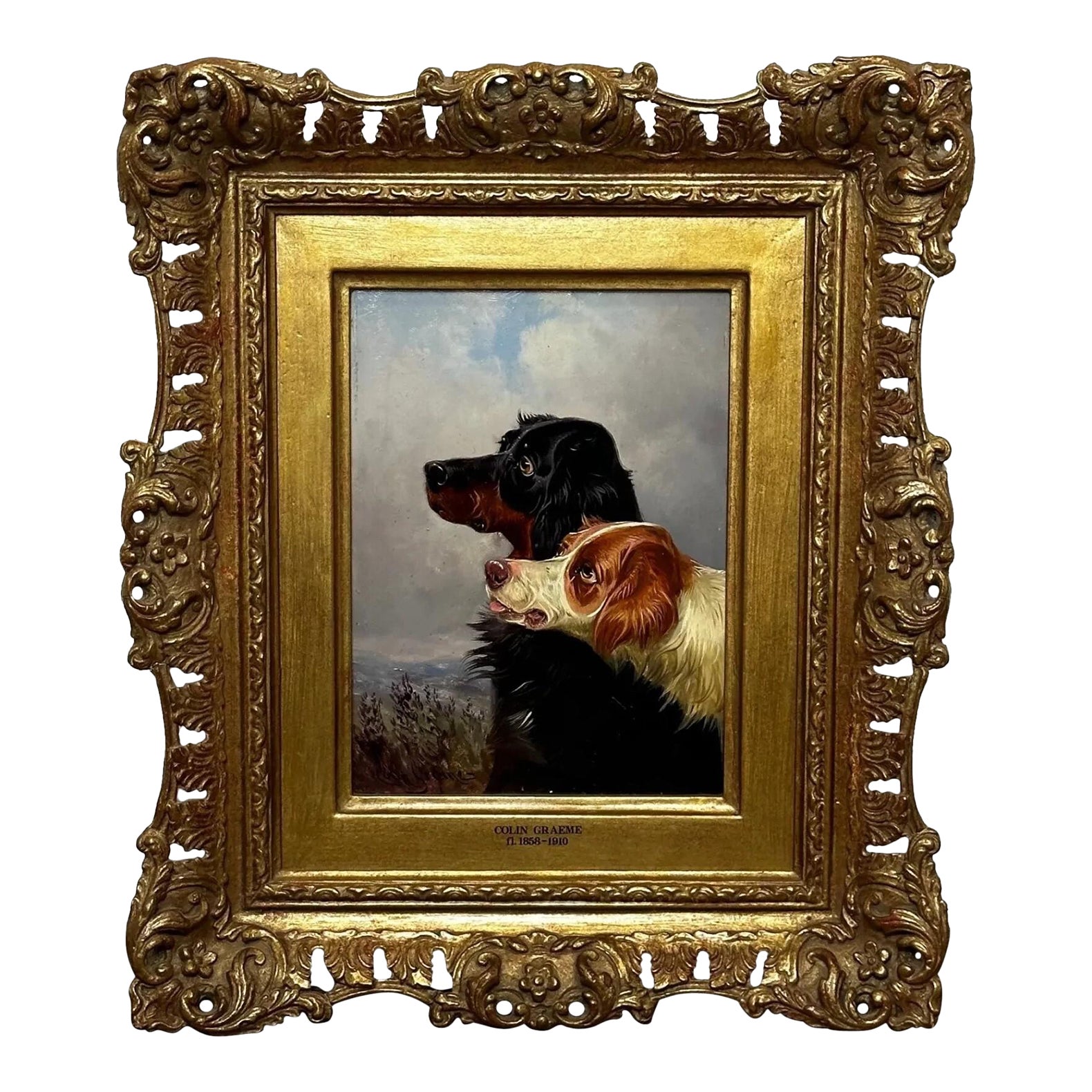 Colin Graeme Roe, c.1880 — Setters Gordon & Irish Red & White Dogs Oil ...