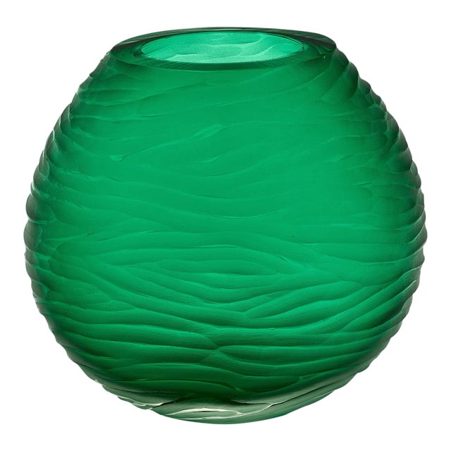 Murano Glass Green Textured Vase | Chairish