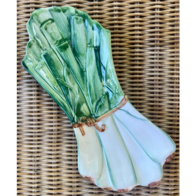 Italian Ceramic Tromp L’oeil Leek Dish | Chairish