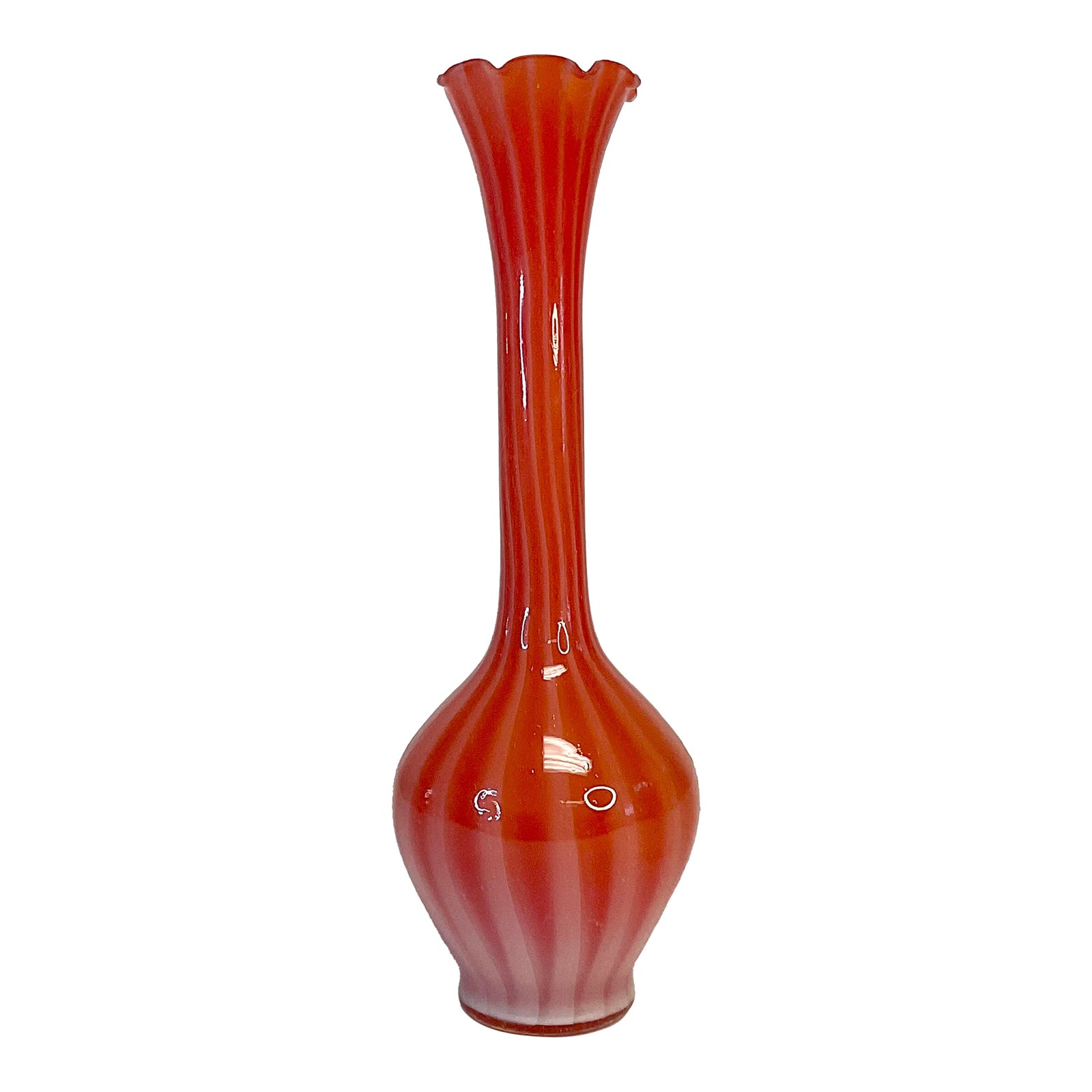 Mid-Century Hollywood Regency Orange Glass Bud Vase in the Manner of ...