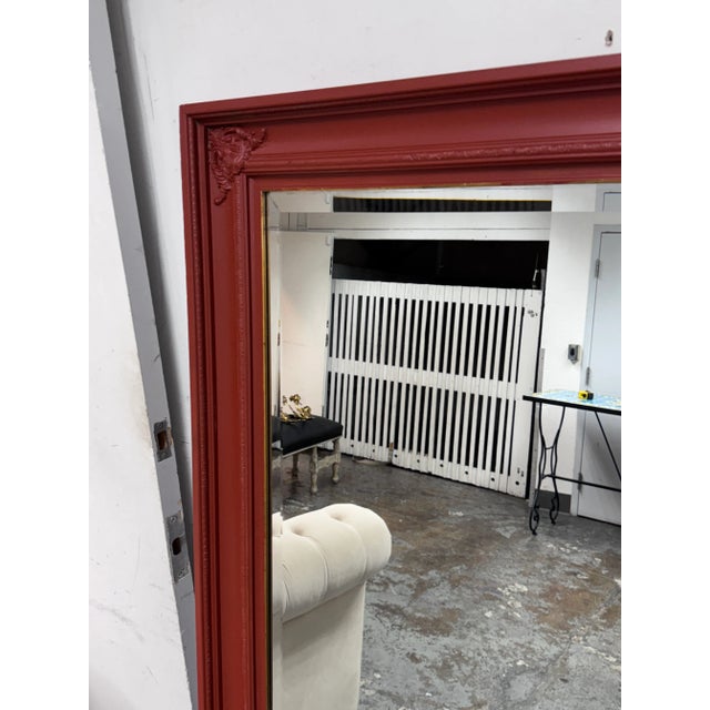 Oxblood Finish Red Large Framed Standing Mirror | Chairish