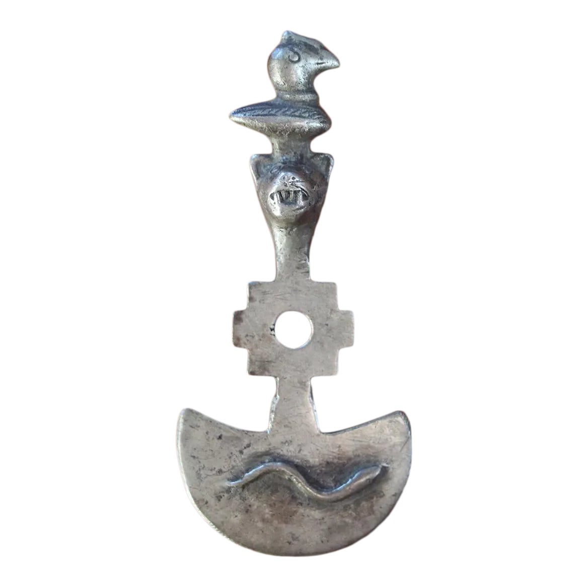 Antique 19th Century Silver Inca Tumi Ceremonial Knife With Figural ...