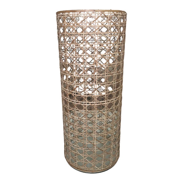 Wicker Glass Hurricane | Chairish