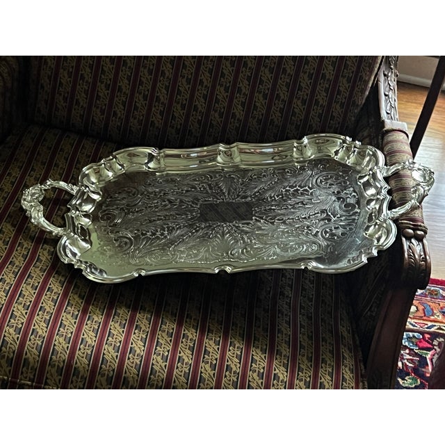 Vintage Mid 20th Century Silver Plate Buttler Scallop Tray | Chairish