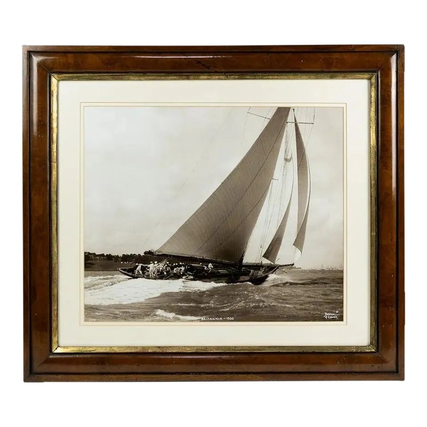 1930 Beken of Cowes Britannia Nautical Sepia Photograph Print, Framed ...