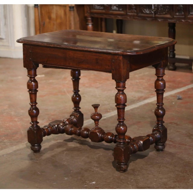 18th Century French Louis XIII Carved Walnut and Beech Turned-Leg Side ...