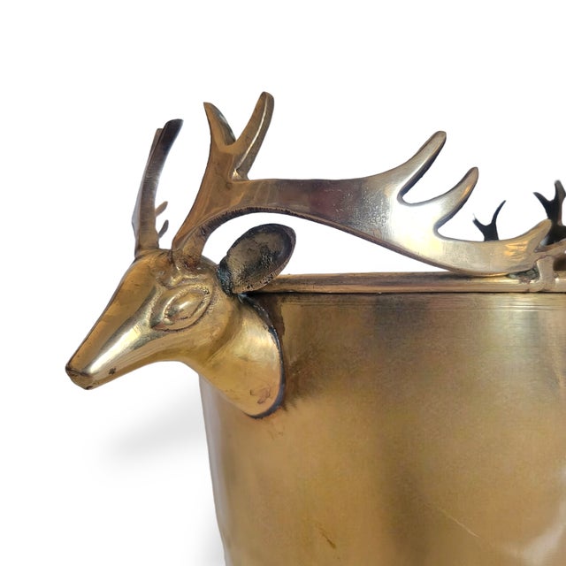 Antique Stag Head Ice Bucket Brass Vase Wine Bucket | Chairish