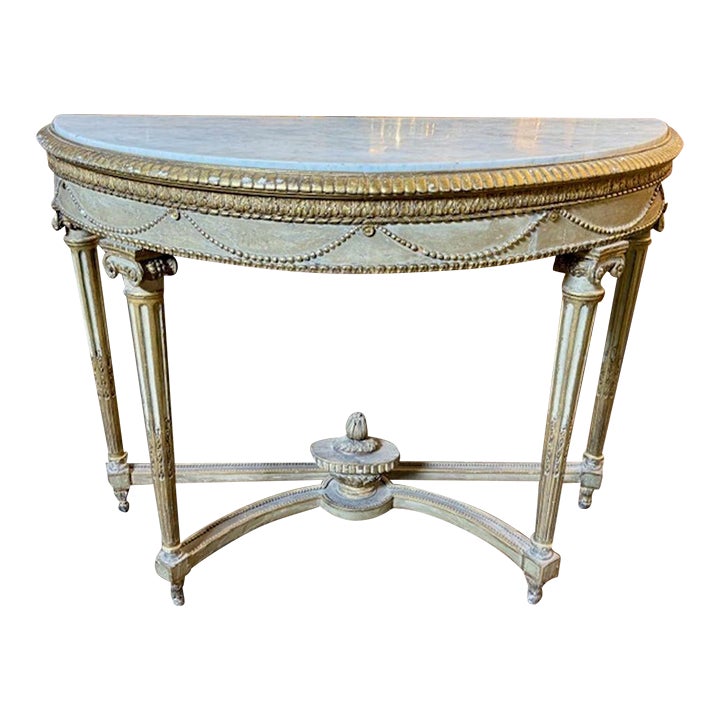 19th Century Italian Carved and Parcel Gilt Neo-Classical Demi Lune ...