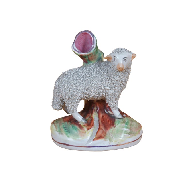 Antique Pair of Staffordshire Porcelain Confetti Sheep Ram Ewe Bud ...