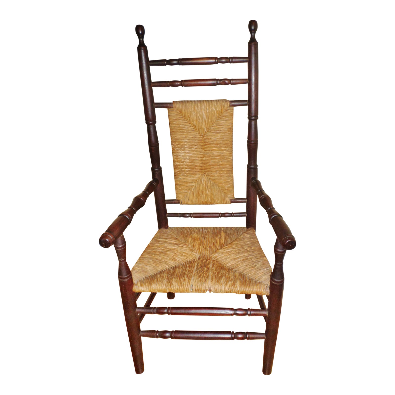 17th C Early American Pilgrim's Ash Original Finish and Rush Arm Chair ...