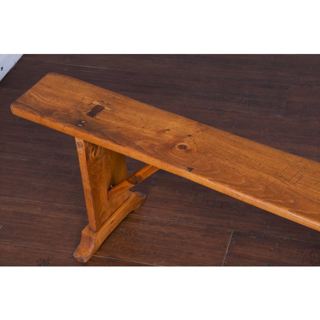 19th Century Country French Farmhouse Mixed Wood Harvest Bench | Chairish