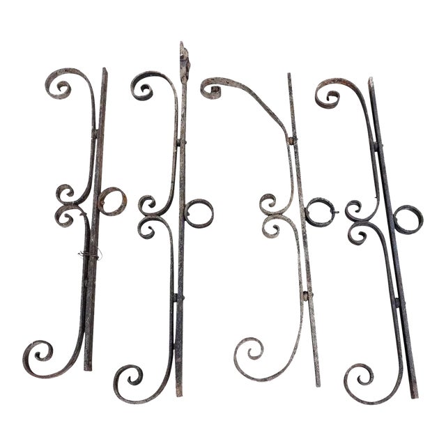 French Beaux Arts Wrought Iron Architectural Scrolls - Set of 4 | Chairish