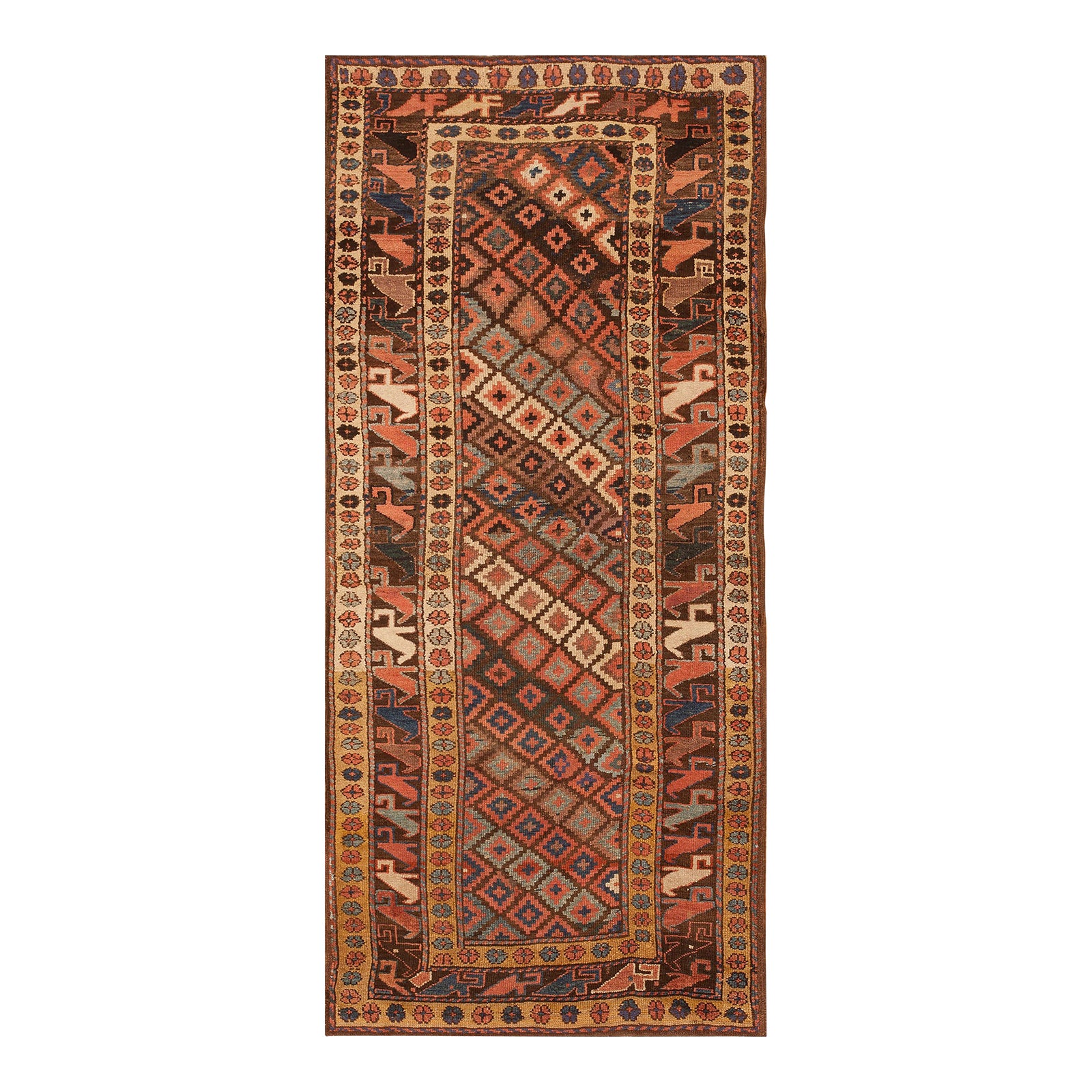 1900s Diamond Tribal Antique W. Persian Kurdish Rug 3'4" X 6'9 ...