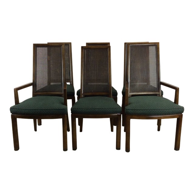 Set of 6 Mid Century Modern Cane Back Dining Chairs | Chairish