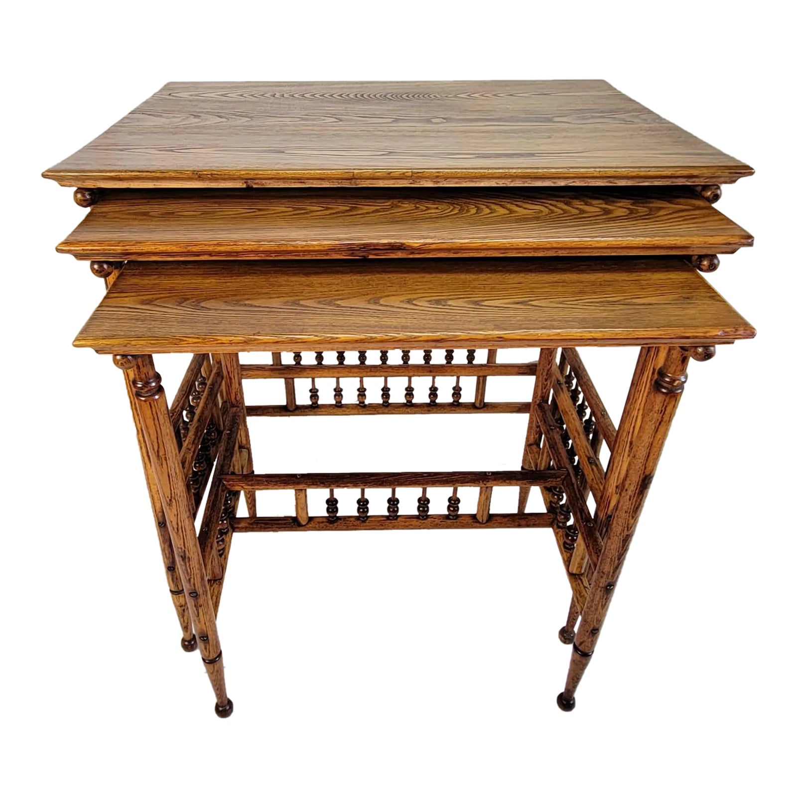 19th Century Victorian Chestnut Stacking Ball Nesting Table Set of 3 ...