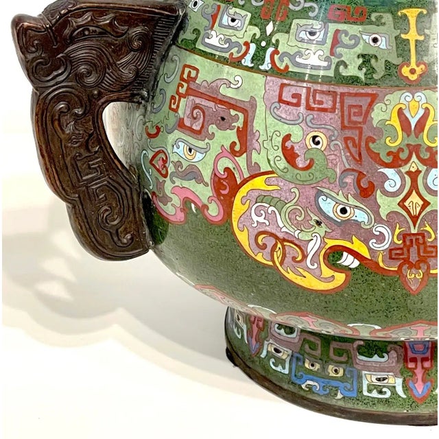 20th Century Chinese Archaic Style Cloisonné Censor | Chairish