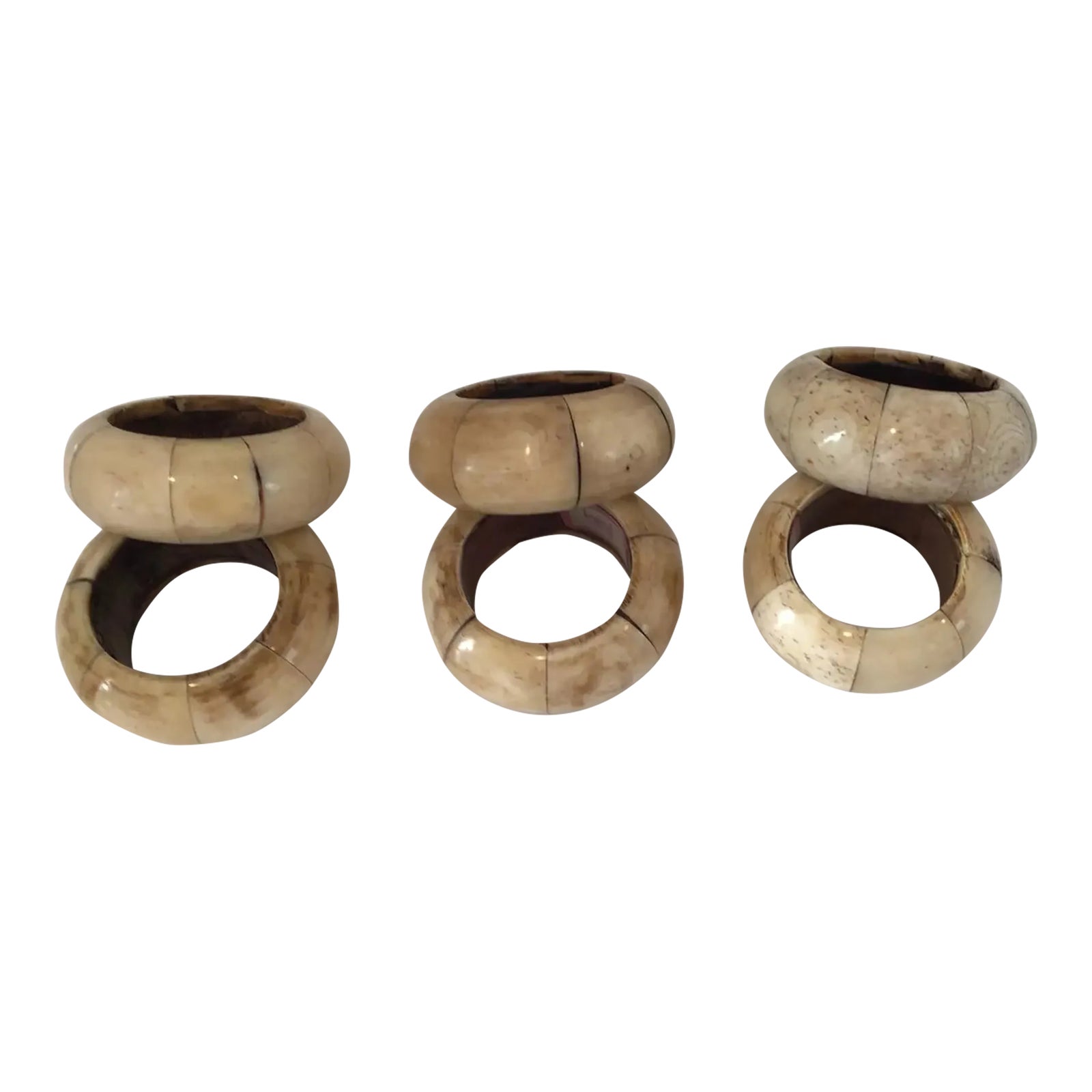 Vintage Faux Bone Soapstone Napkin Rings Soap Stone - Set of 6 | Chairish