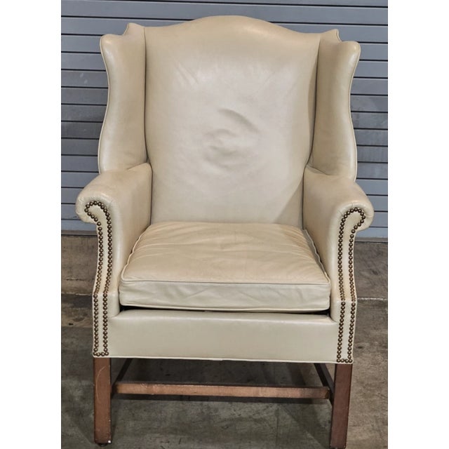 Late 20th Century North Hickory Mahogany New England Style Wing Chair ...