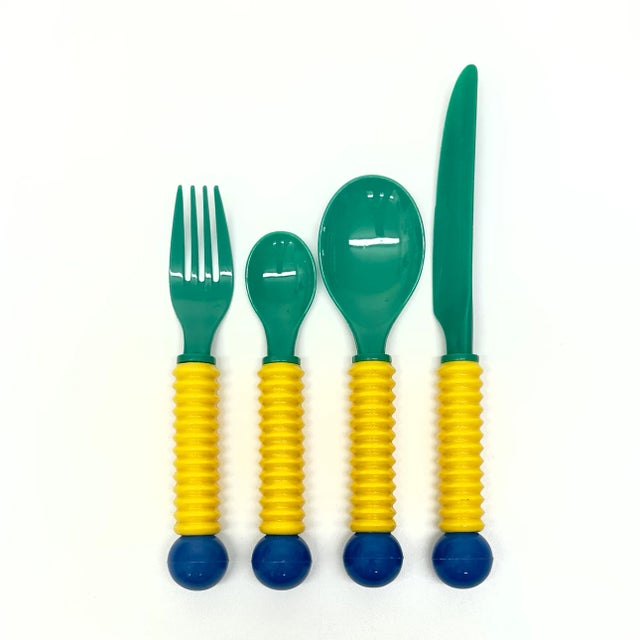 1980s Colorful Memphis Style Acrylic Flatware - Place Settings for 8 / ...