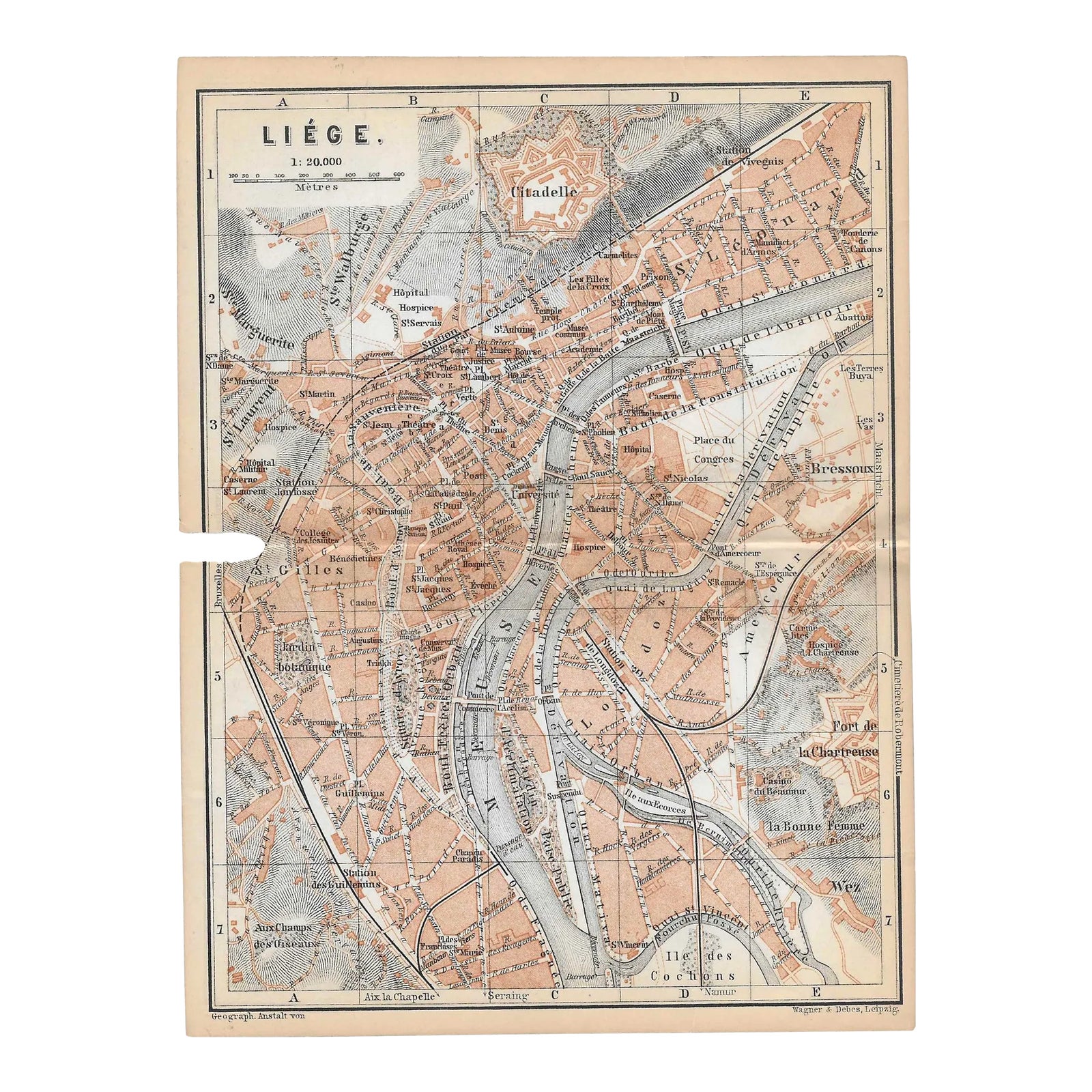 Antique Map of Liege Belgium | Chairish