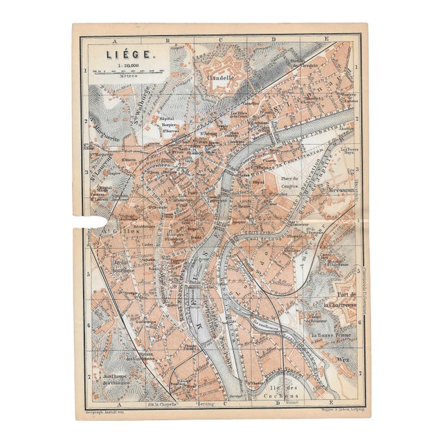 Antique Map of Liege Belgium | Chairish