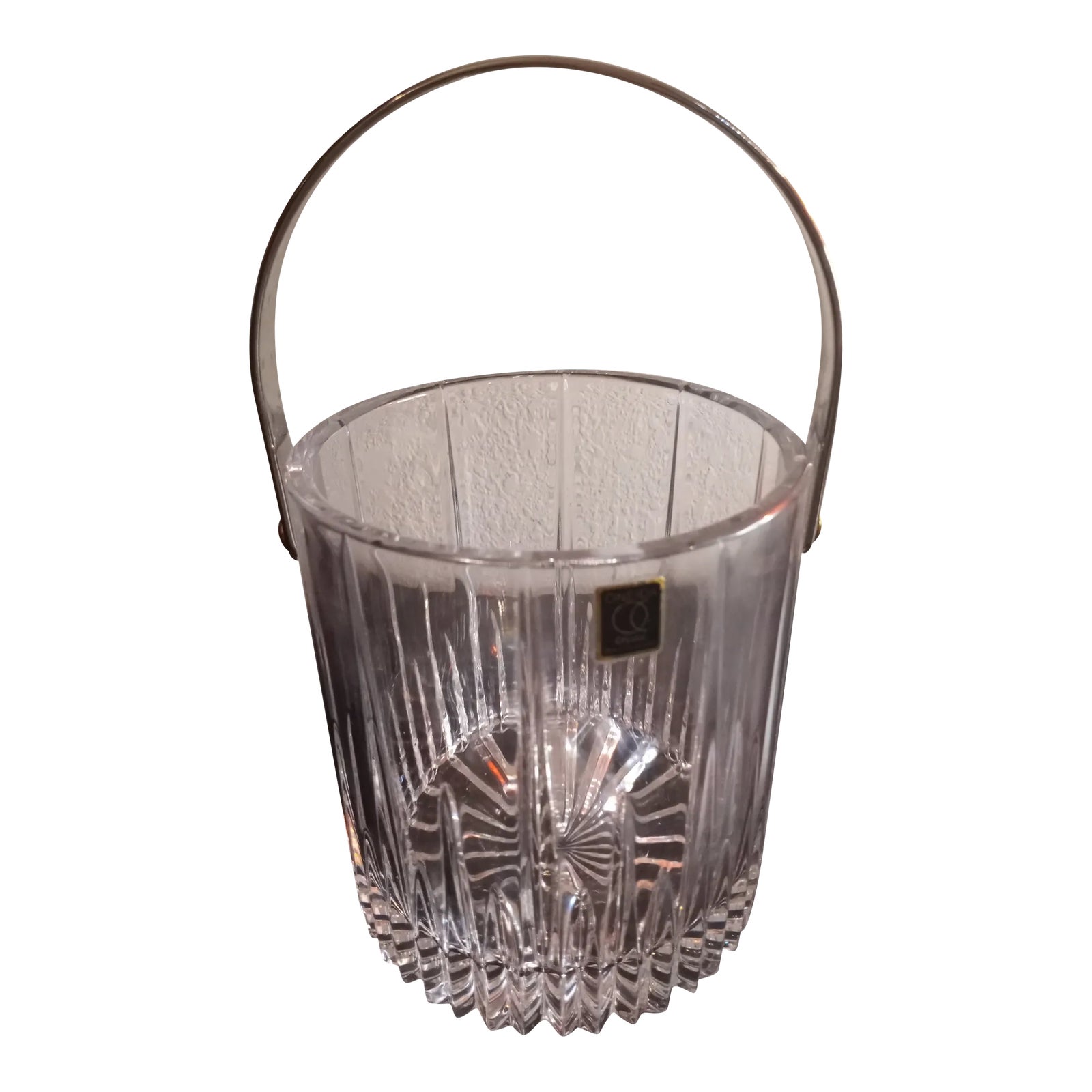1980s Oneida Crystal Germany Ice Bucket With Gold Tone Handle | Chairish