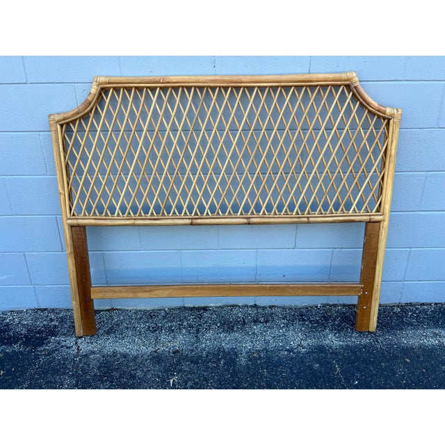 Late 20th Century Vintage Boho Chic Trellis Rattan Queen Headboard ...