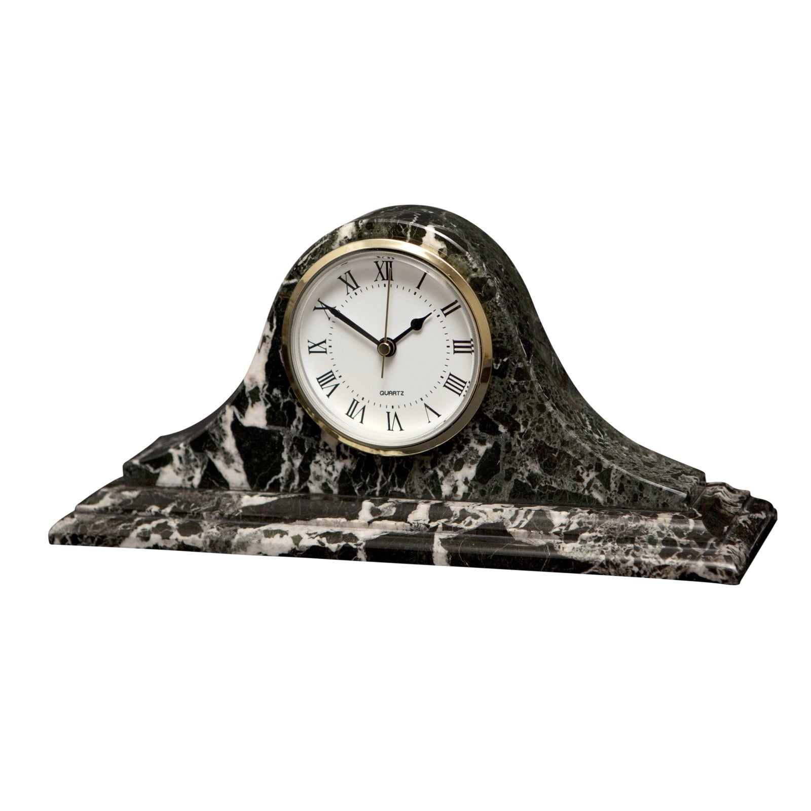 Black Marble Mantle Clock | Chairish