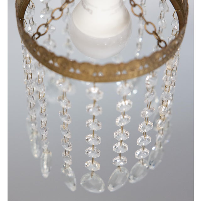 Antique French Ormolu & Crystals Electrolier Chandelier Light Shade ...