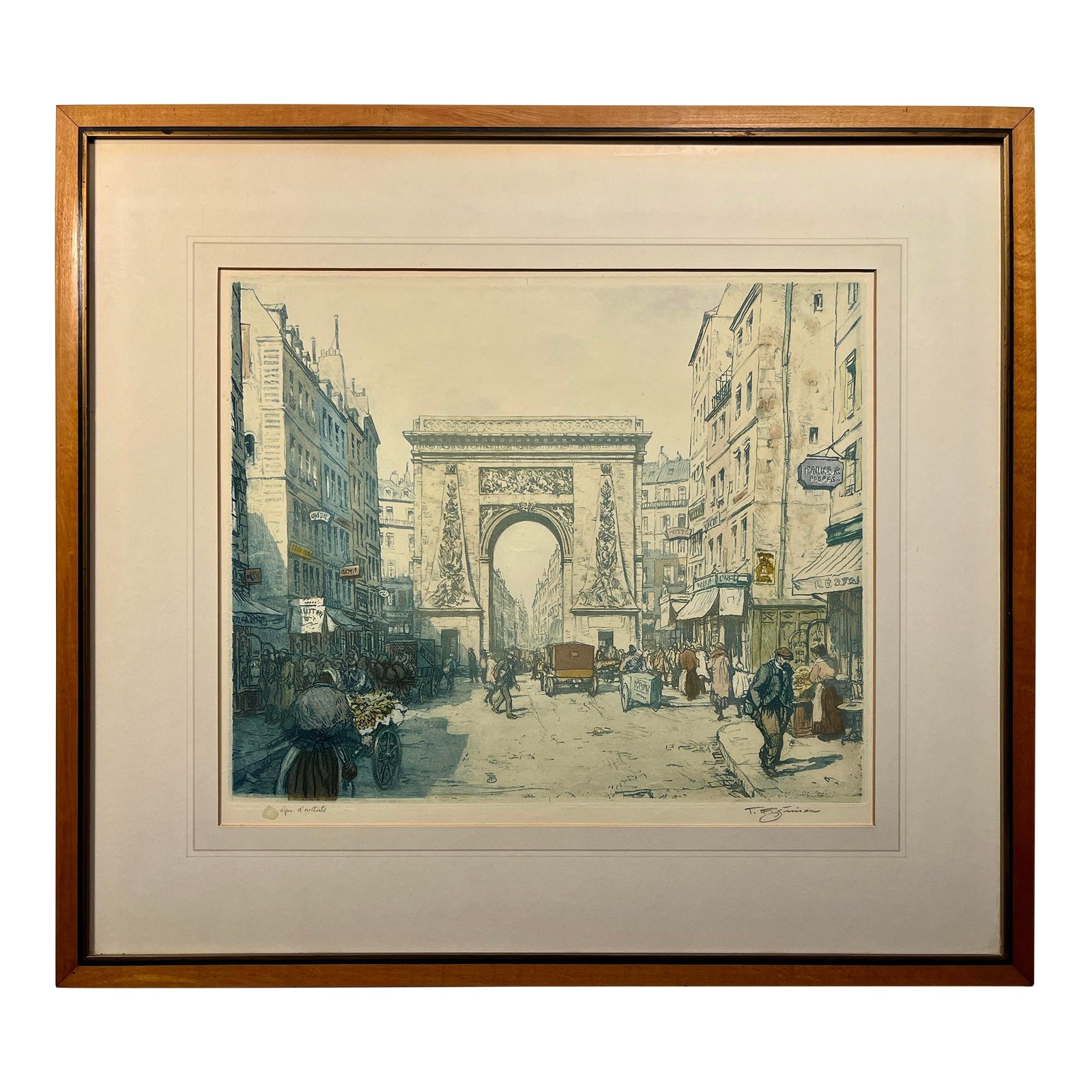 Circa 1910's 'St. Denis Gate, Paris' Etching by Listed Artist Tavik ...