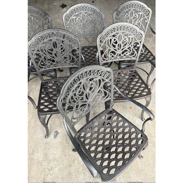 Vintage Coastal Hanamint Cast Aluminum Outdoor Dining Chairs - Set of 6 ...