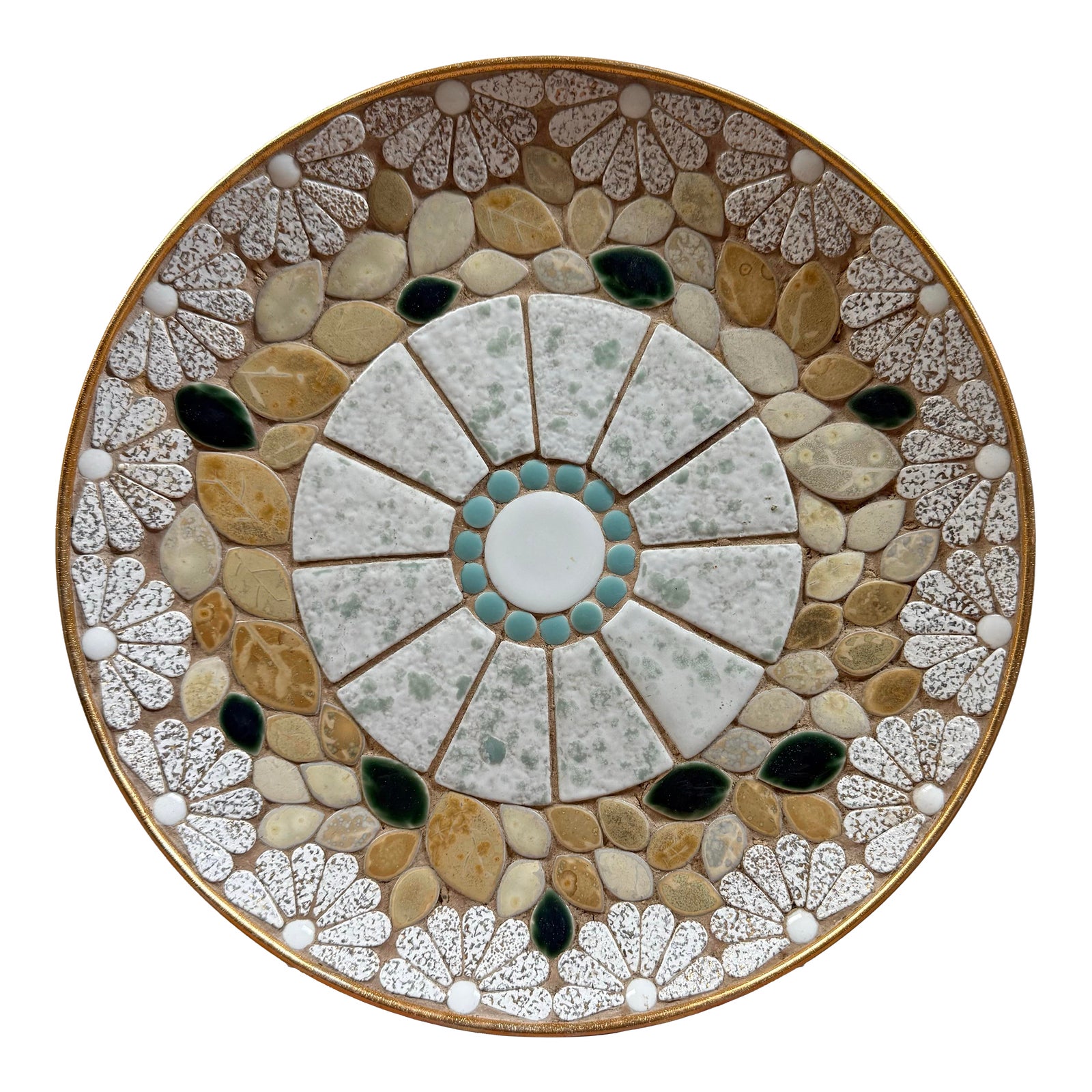 Vintage MCM Mosaic Tile Decorative Plate / Shallow Centerpiece Bowl ...