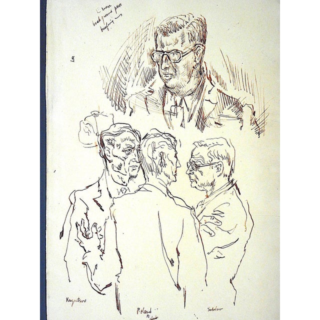 Original Vintage Mid 20th Century Drawing-D. Fredenthal-Listed American ...