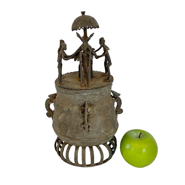 African Cast Bronze Vessel Kuduo Ashanti Tribe Ghana 12.25" H | Chairish