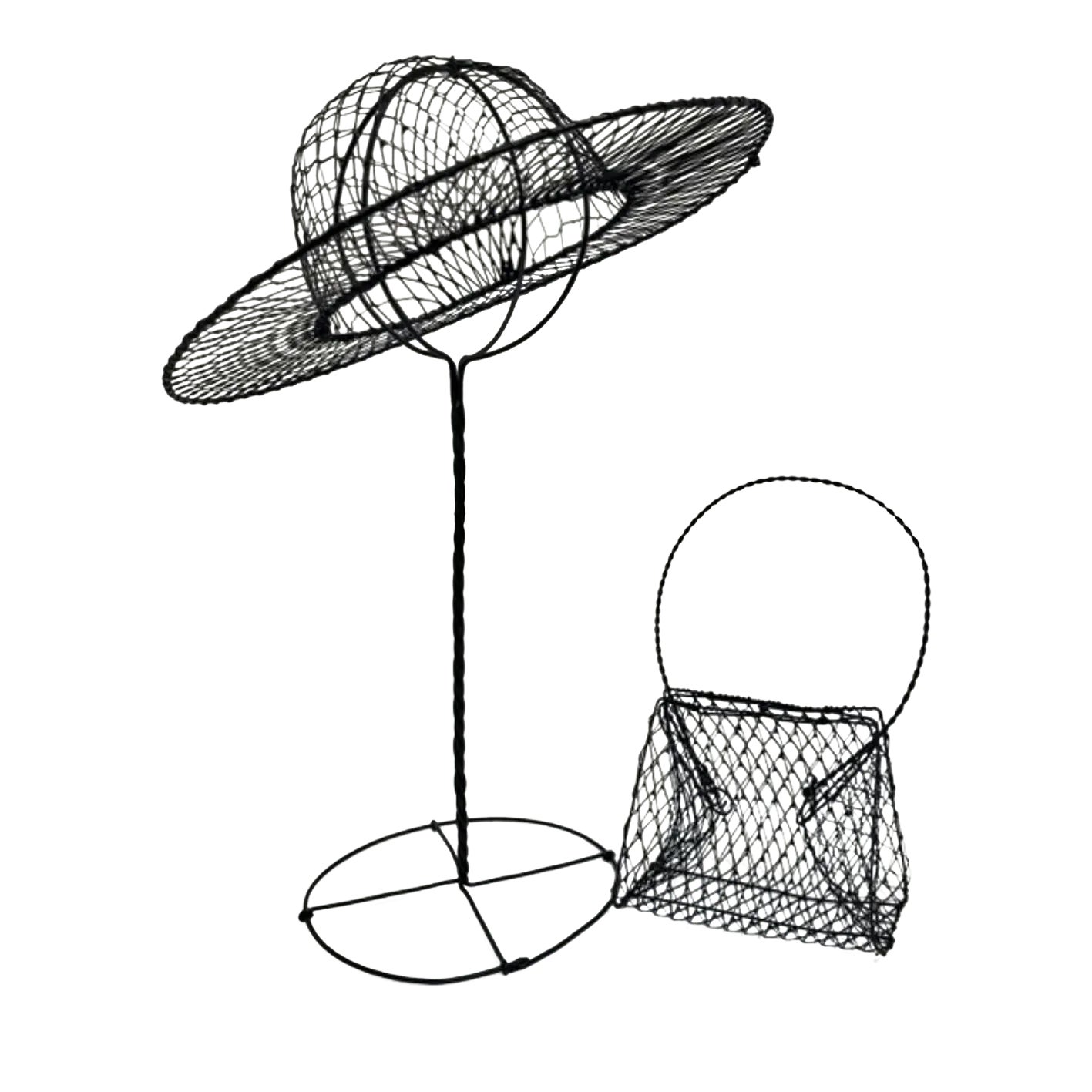 Vintage 1970s Wire Forms Topiary Display Holder Hat and Purse - Set of ...