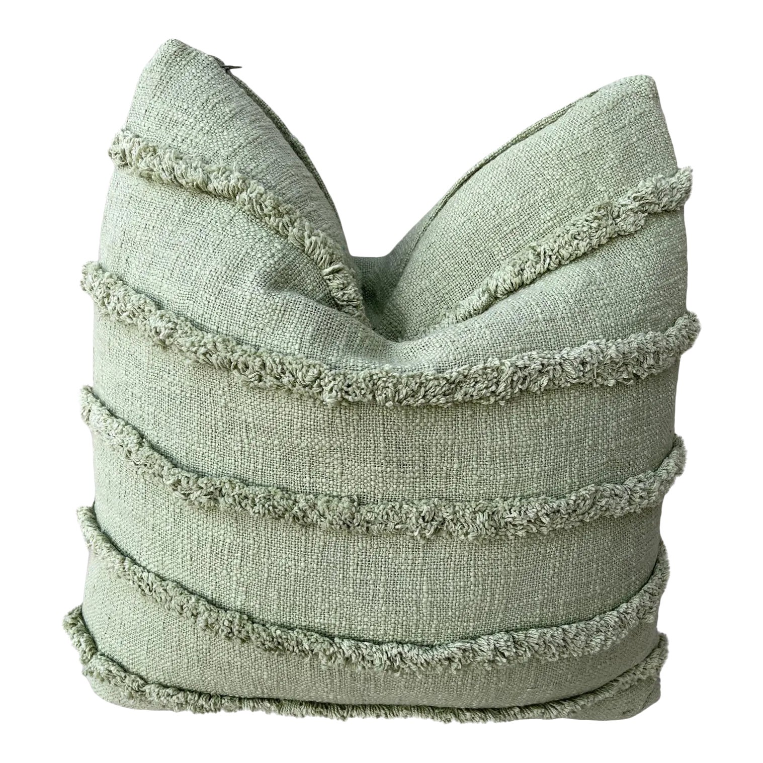Green Fringe West Elm-Style Decor Pillow | Chairish