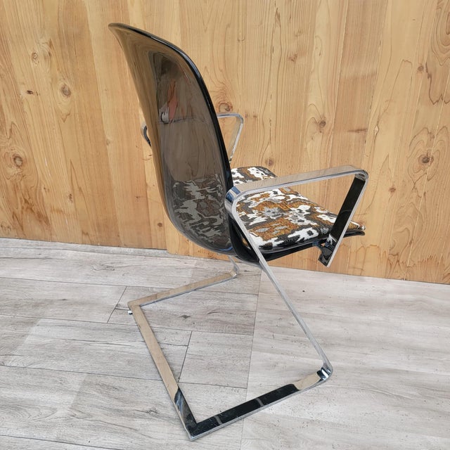 Mid Century Modern Chromcraft Style Tinted Lucite Chrome Flat Bar Chair ...
