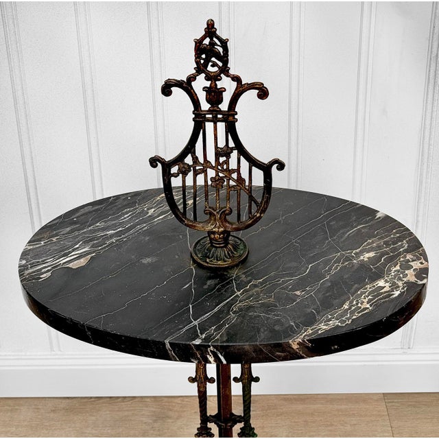 Antique Oscar Bach Iron & Marble Oval Side Table Occasional Stand ...