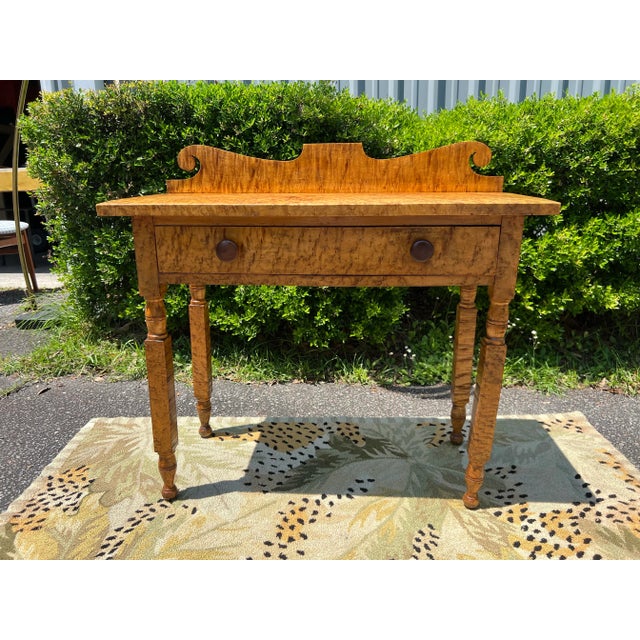19th Century Well Figured Tiger Maple Desk With Chair - a Set of 2 ...